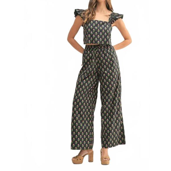 Mable | Other | New Mable Solange Floral Ruffle Pants Set In Black ...